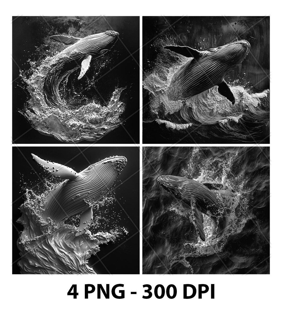 Great Whale Shark Jump Leap 3D Illusion Laser File PNG Slate Engrave ...