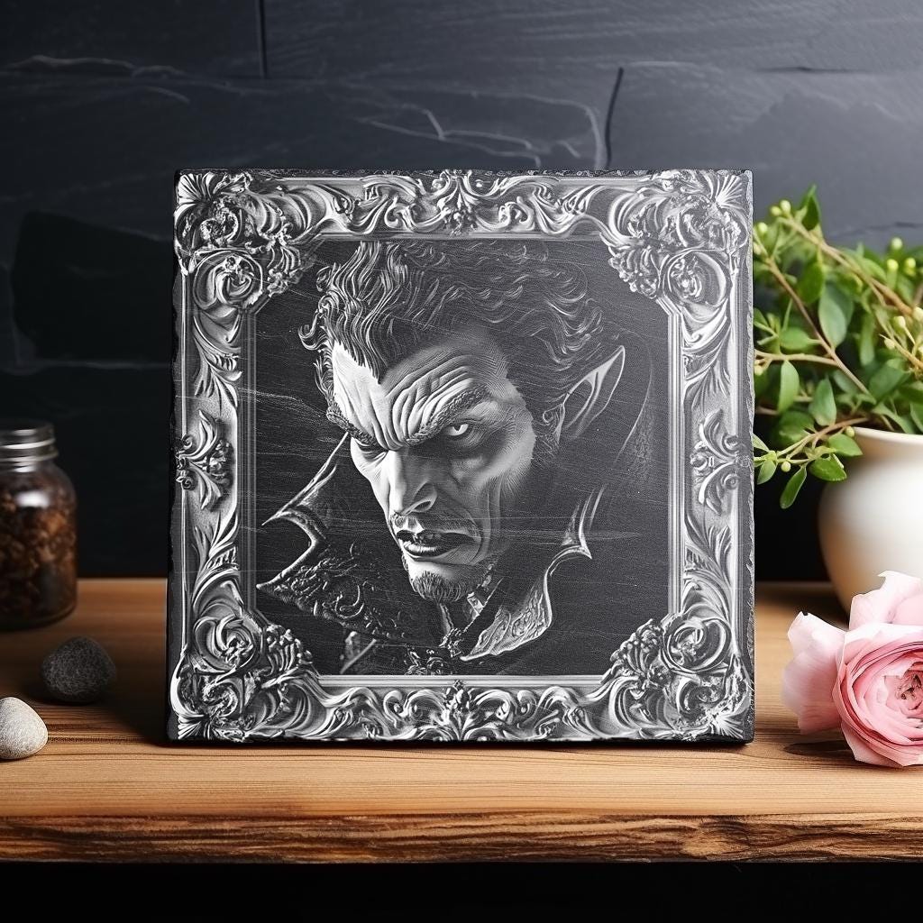 Vampire Portrait Count Dracula 3D Illusion Laser File PNG Slate Engrave ...