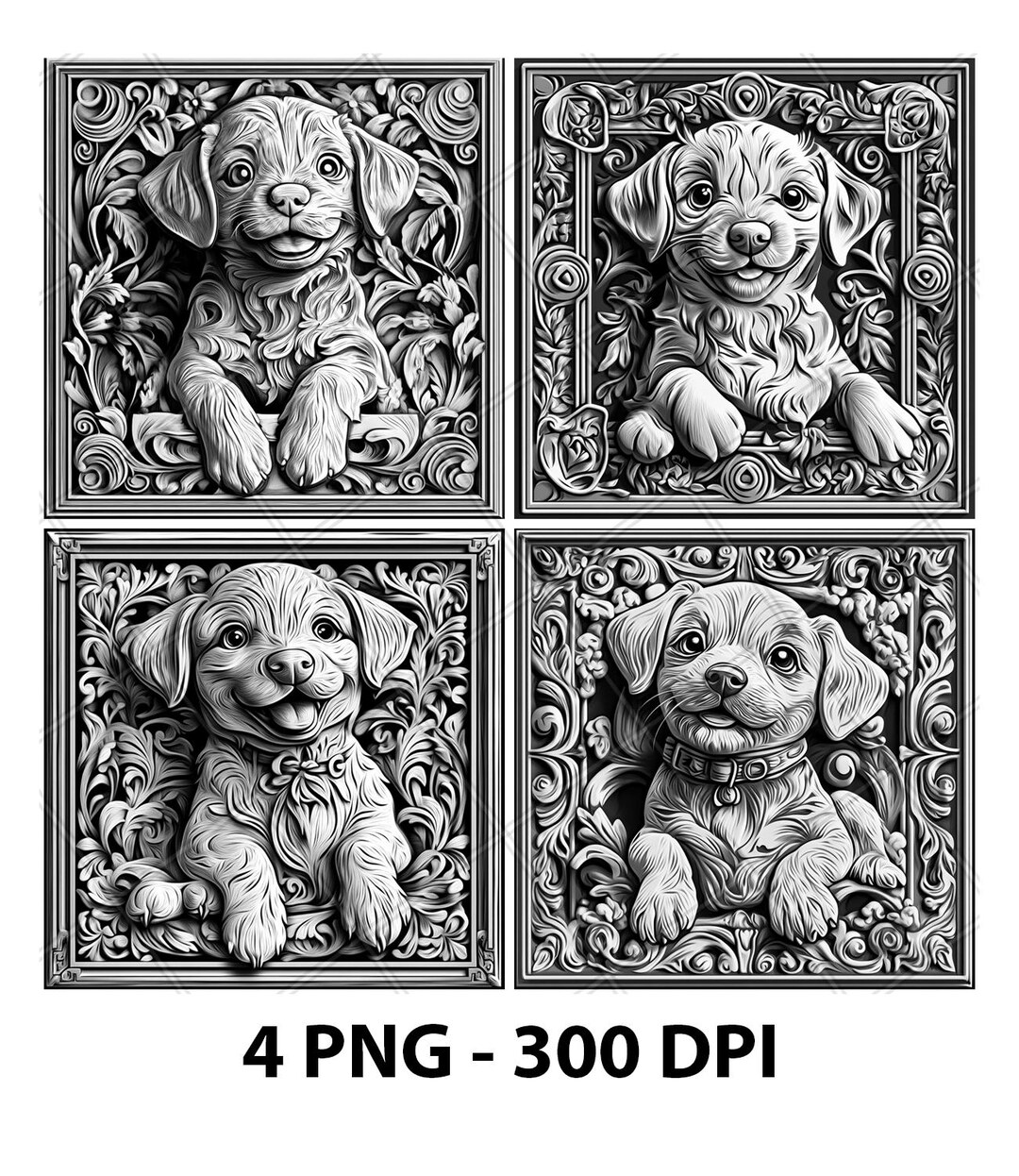 Cute Pet Baby Pup Puppy Dog 3D Illusion Laser File PNG Slate Engrave ...