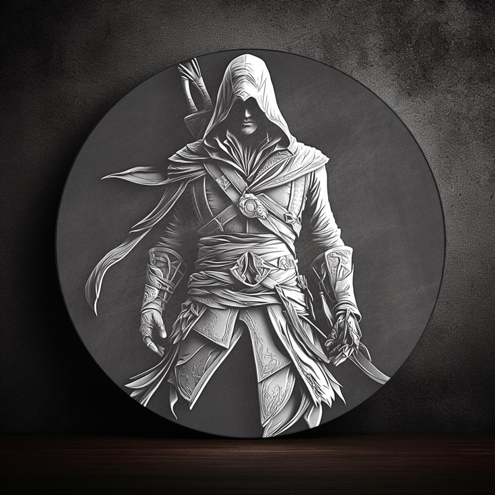 Knight Templar Crusader Assassin 3D Illusion Laser File PNG Slate ...