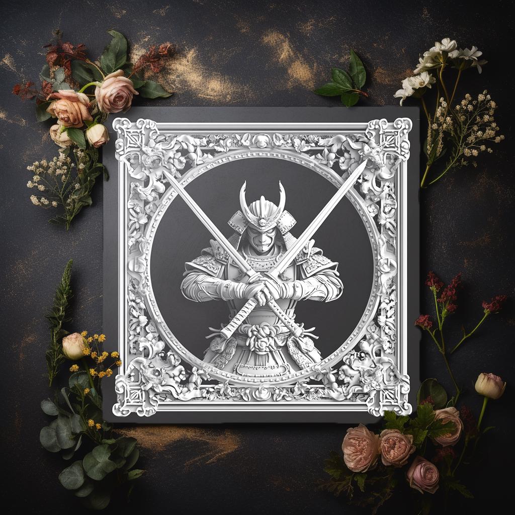 Warlord Warrior Shogun Samurai 3D Illusion Laser File PNG Slate Engrave ...