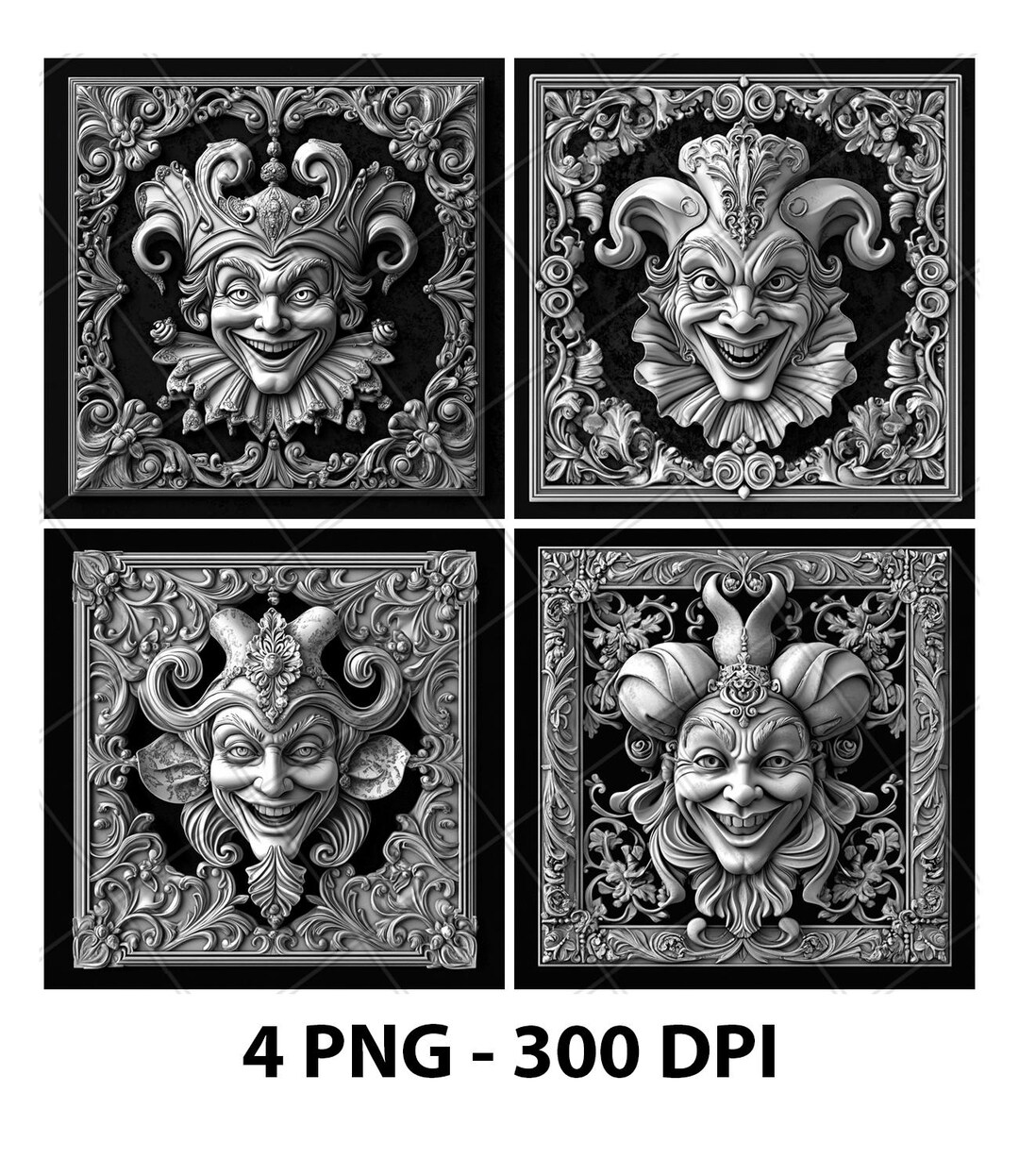 Scary Evil Spooky Clown Joker 3D Illusion Laser File PNG Slate Engrave ...