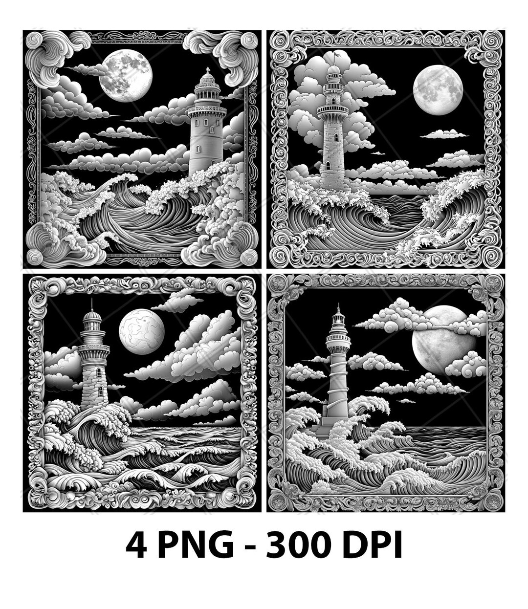 Beach Watchtower Lighthouse Laser Engraving Slate Design PNG File 3D ...