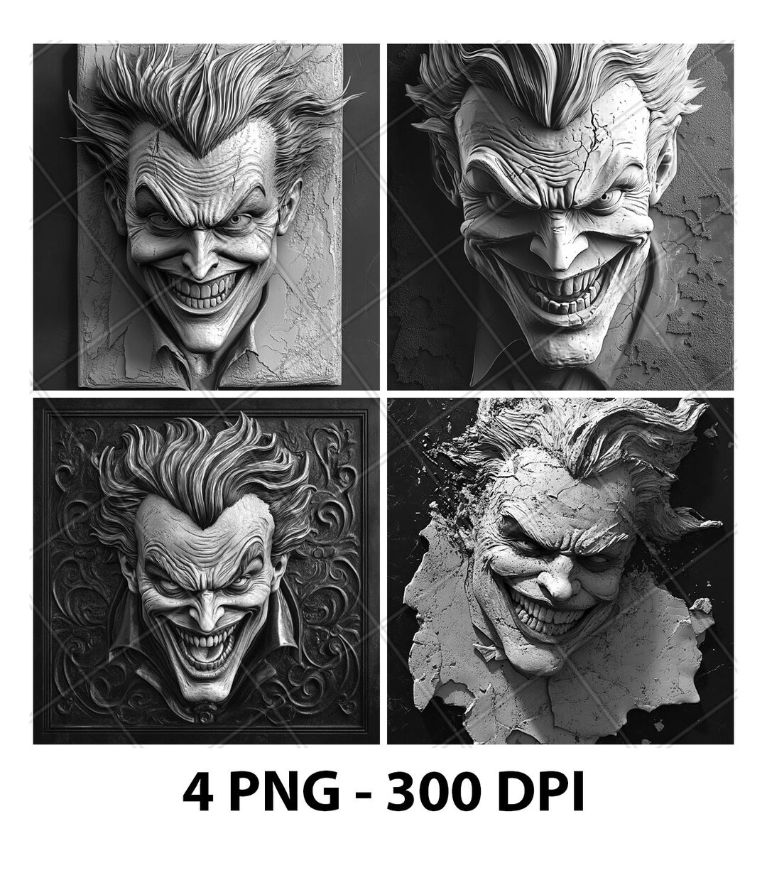 Halloween Scary Clown Villain Joker Illusion Laser File PNG Slate ...