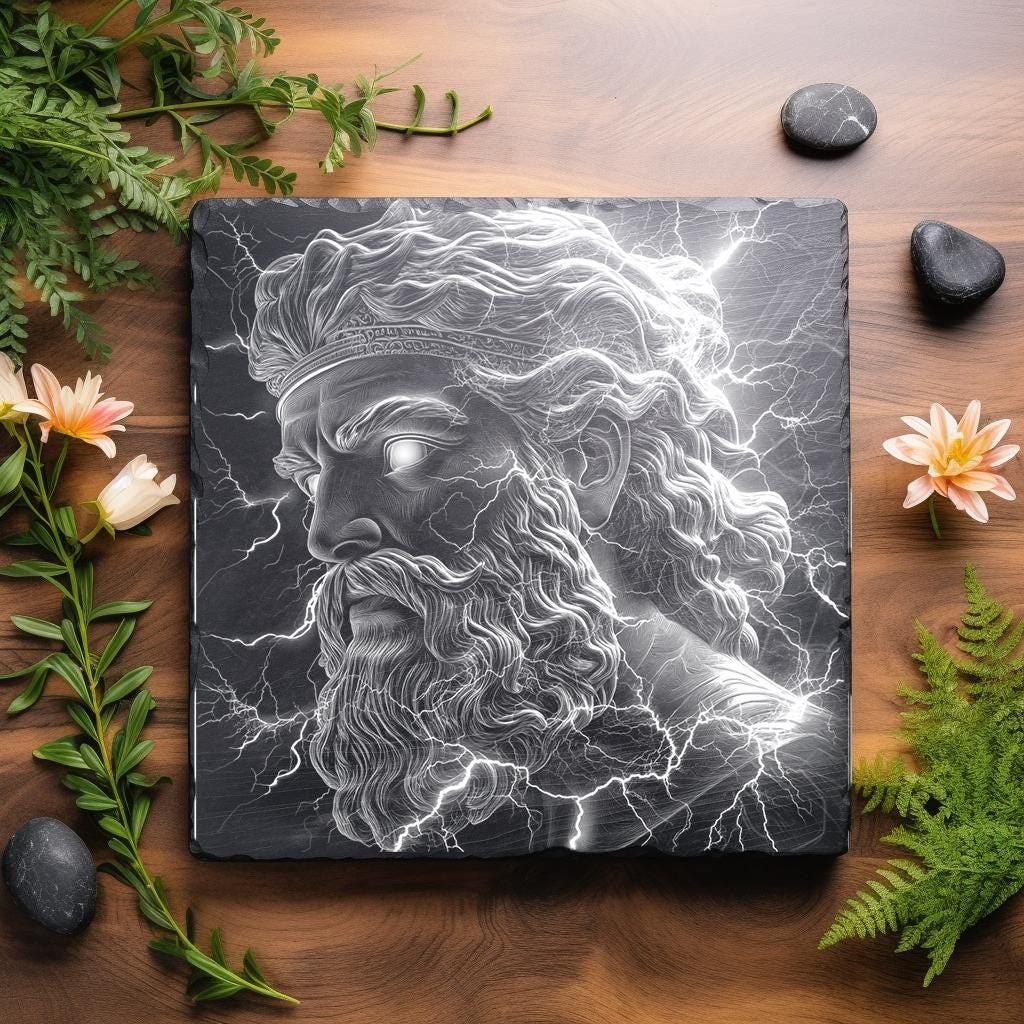 Zeus Lightning Thunder God Lord 3D Illusion Laser File PNG Slate ...