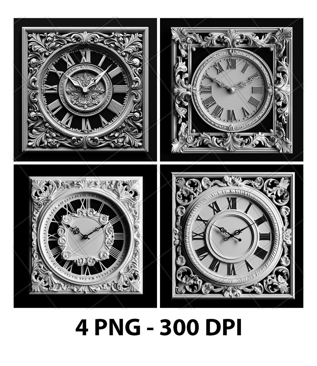 Alarm Old Wall Watch Clock 3D Illusion Laser File PNG Slate Engrave ...
