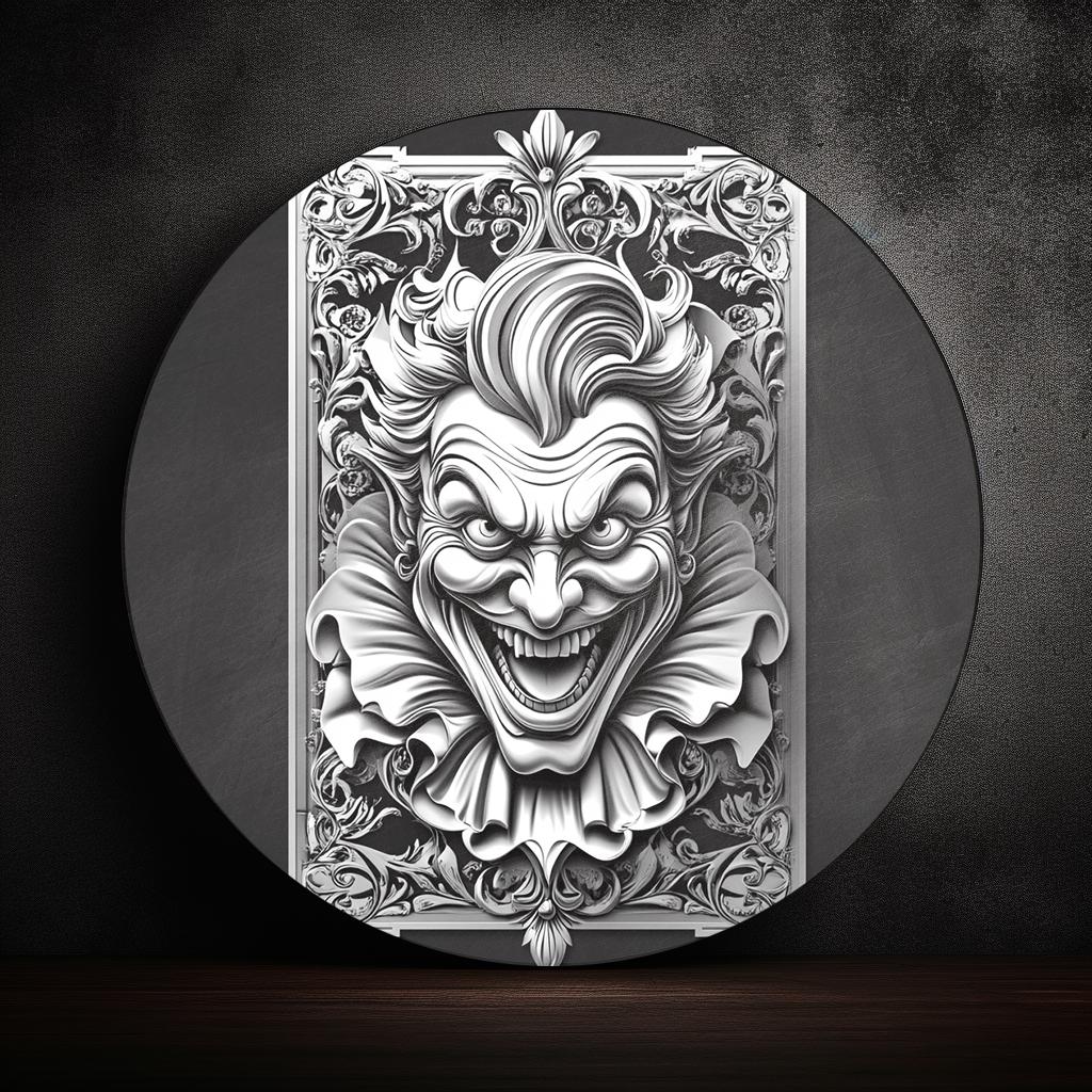 Mad Man Scary Joker Evil Clown Laser Engraving Slate Design PNG File 3D ...