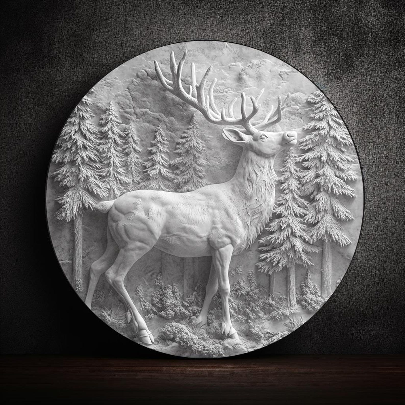 Elk Buck Deer Forest Reindeer 3D Illusion Laser File PNG Slate Engrave ...
