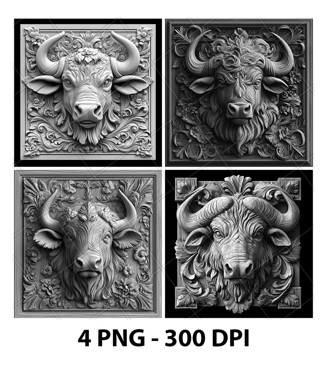 Bull Angus Beef Cattle Cow 3D Illusion Laser File PNG Slate Engrave ...