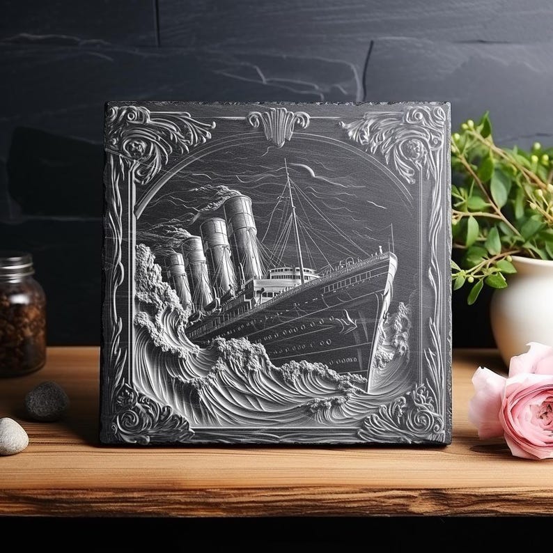 Boat Ship Sinking Titanic 3D Illusion Laser File PNG Slate Engrave ...