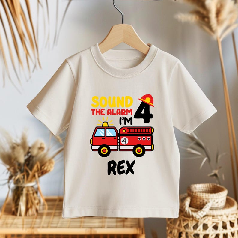 Personalized Sound the Alarm I'm 4 Fire Truck Theme Family Birthday ...