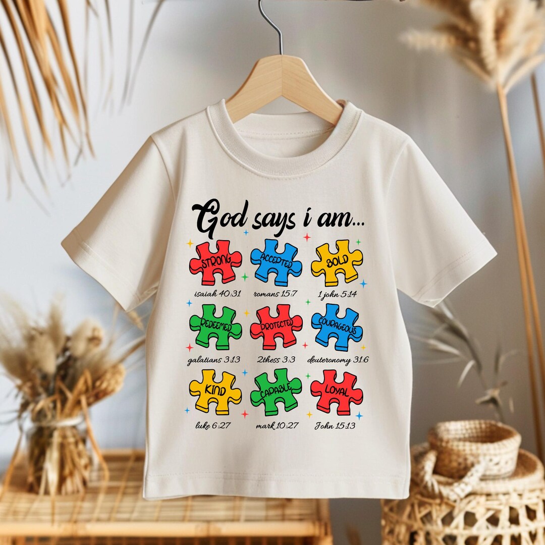 God Says I Am Autism Shirt, Christian Autism Tee, Retro Autism T-shirt ...