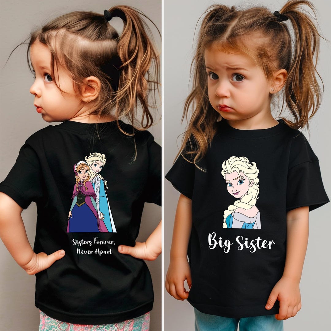 2-sided Frozen Elsa Anna Big Sister Little Sister Shirt, Disney Elsa ...