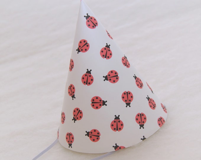 Simple Ladybugs Birthday Hat - Black and Red Ladybug Birthday Party - Etsy