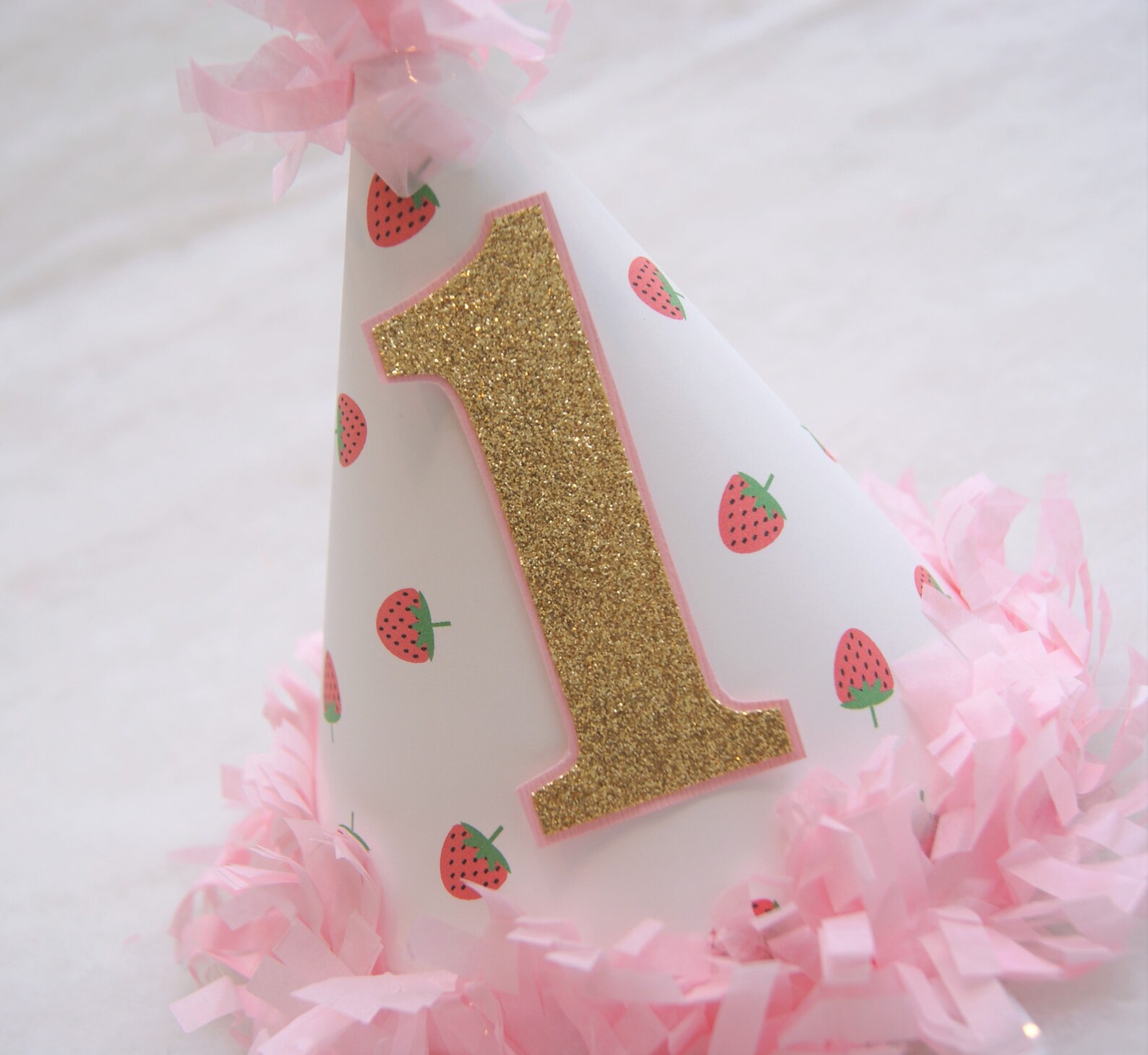 Strawberries Birthday Party Hat - Berry First, Sweet One, Berry Sweet ...