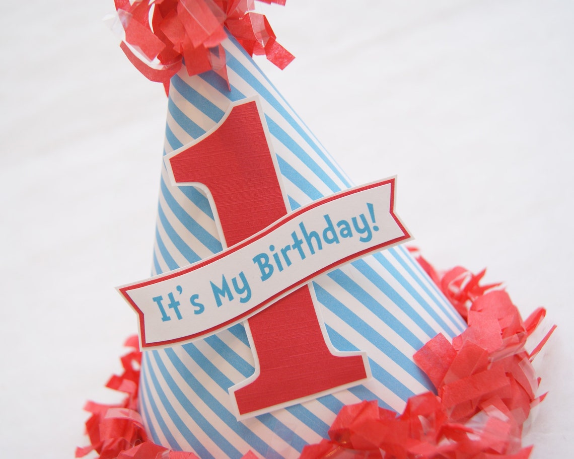 Turquoise and Red Birthday Party Hat - Etsy