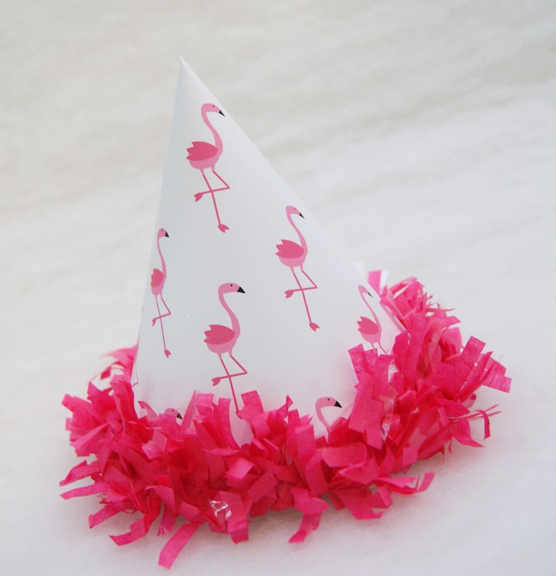 Pink Flamingo Party Hat Hot Pink Tissue Fringe Trim - Etsy