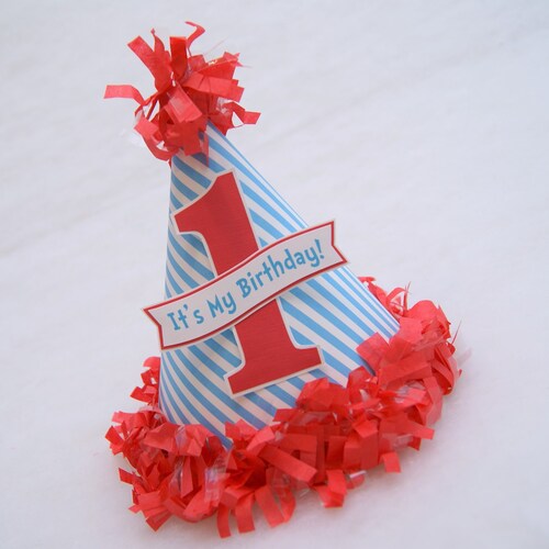 Turquoise and Red Birthday Party Hat - Etsy