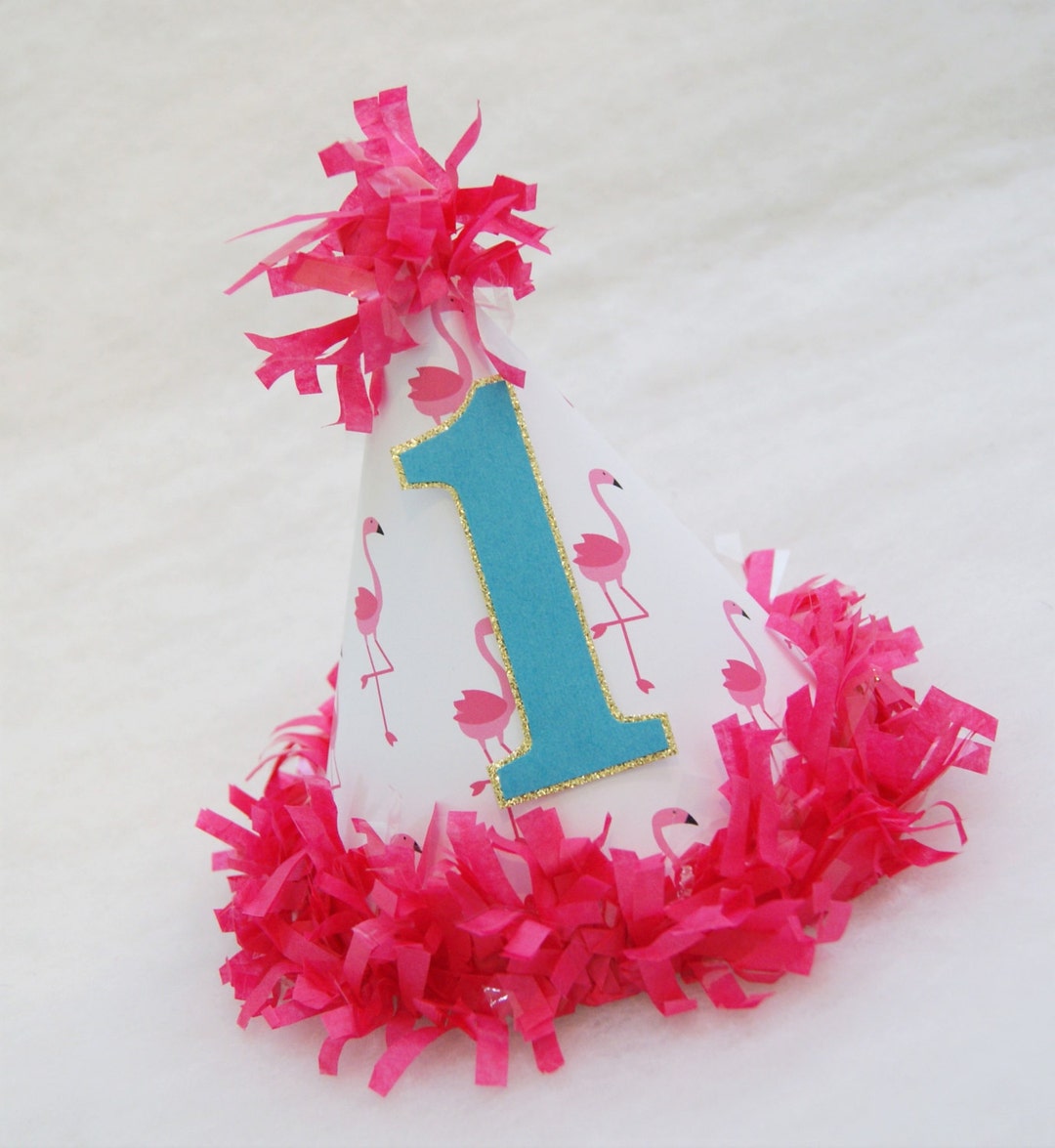 NEW Pink Flamingo Birthday Party Hat With Tissue Fringe - Hot Pink ...