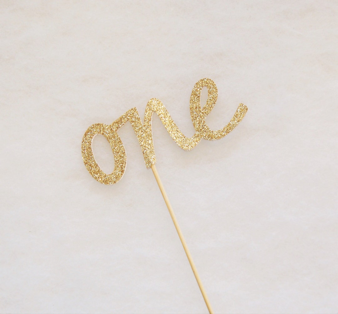 Gold Glitter Birthday Cake Topper - Glam First Birthday, One - Etsy