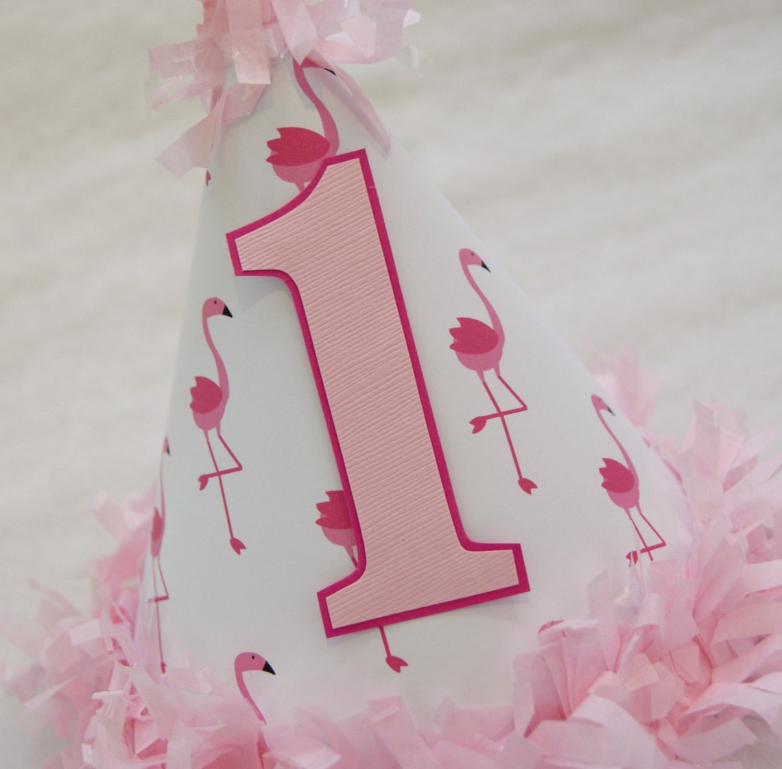Pink Flamingo Birthday Party Hat Pink Tissue Fringe Trim | Etsy