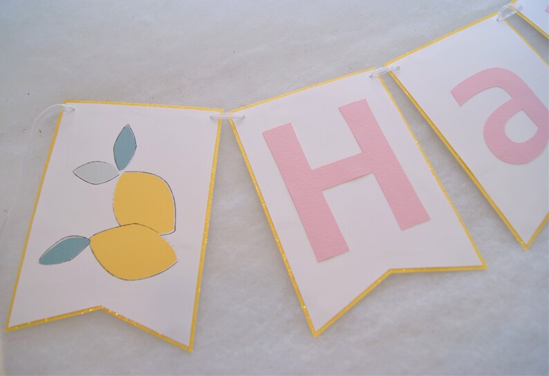 Pink Lemonade Happy Birthday Banner Pink and Yellow Lemons - Etsy
