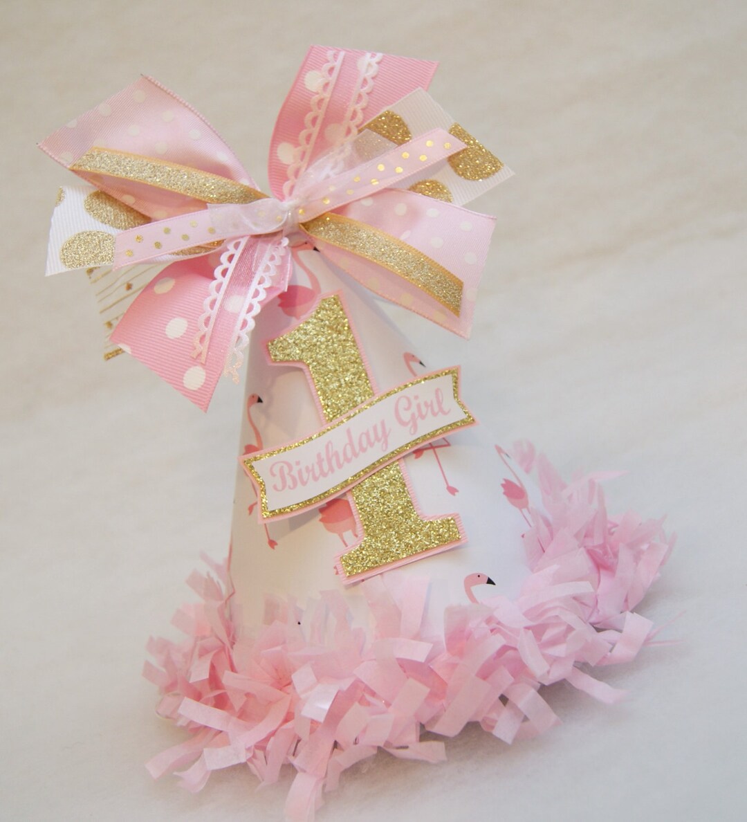 Pink Flamingo and Gold Glitter Birthday Party Hat - Lets Flamingle ...
