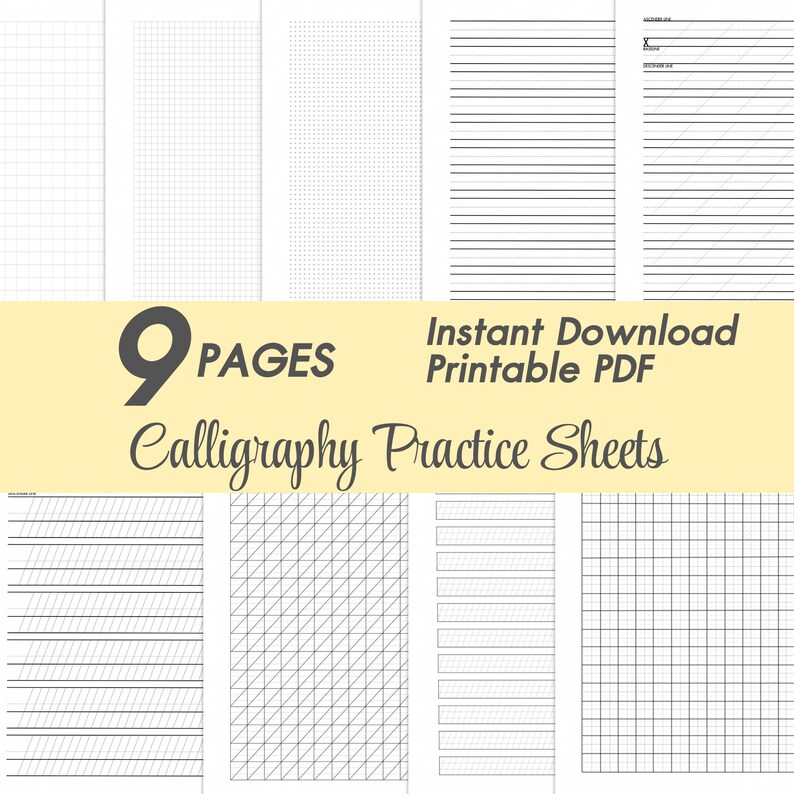 Calligraphy Practice Sheets Template, Calligraphy Hand Lettering Guide ...
