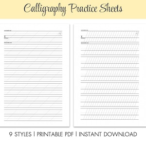 Calligraphy Practice Sheets Template, Calligraphy Hand Lettering Guide ...