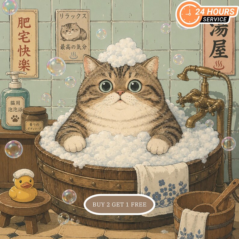 Custom Ukiyo-e Pet Portrait: Japanese Style Bathroom Art (digital ...