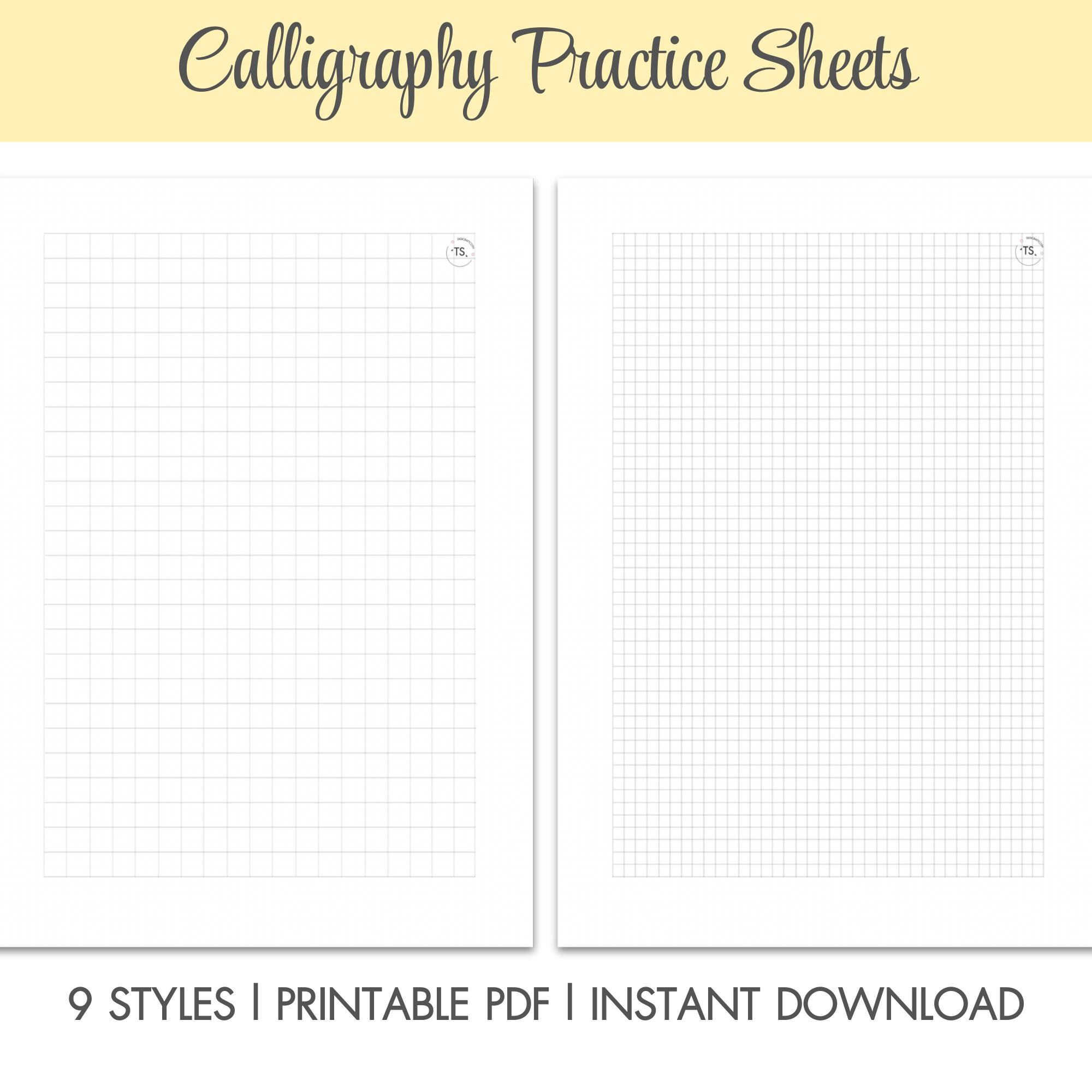 Calligraphy Practice Sheets Template, Calligraphy Hand Lettering Guide ...