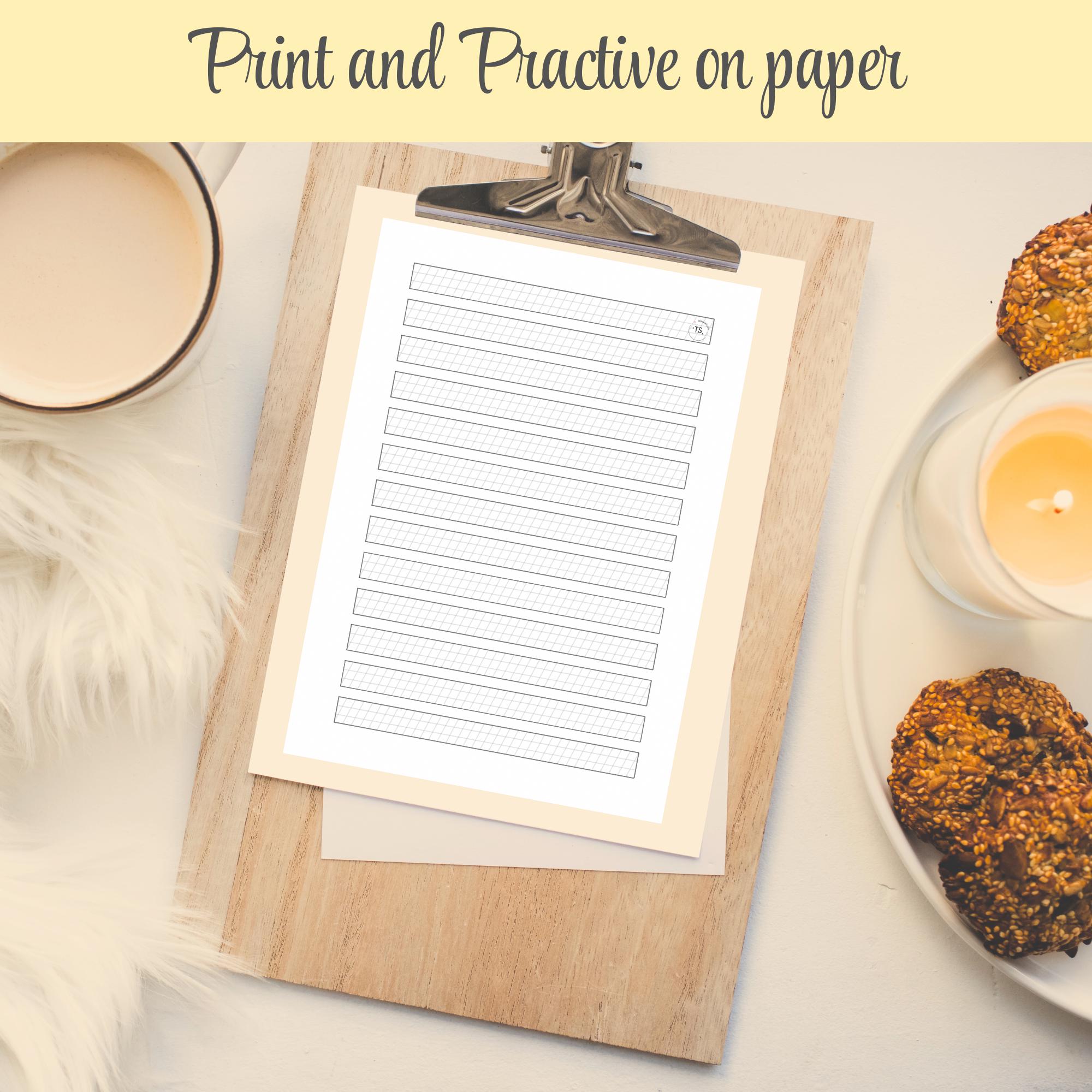 Calligraphy Practice Sheets Template, Calligraphy Hand Lettering Guide ...