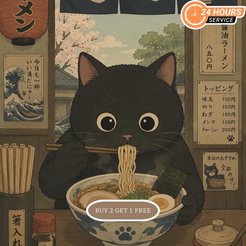 Custom Ukiyo-e Pet Portrait: Japanese Style Bathroom Art (digital ...