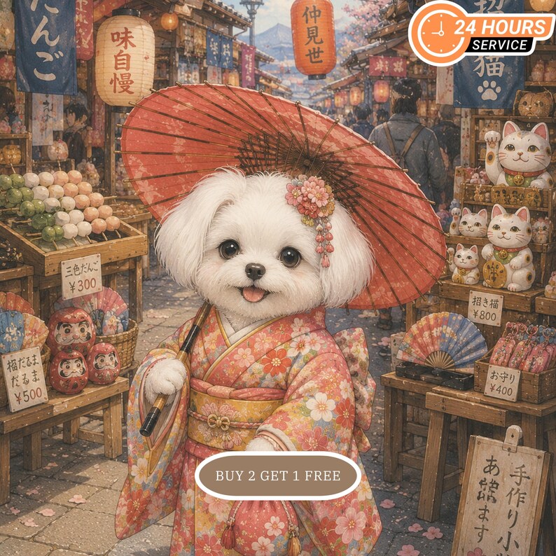 Custom Ukiyo-e Pet Portrait: Japanese Style Bathroom Art (digital ...
