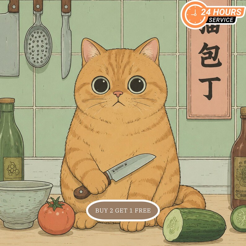 Custom Ukiyo-e Pet Portrait: Japanese Style Bathroom Art (digital ...