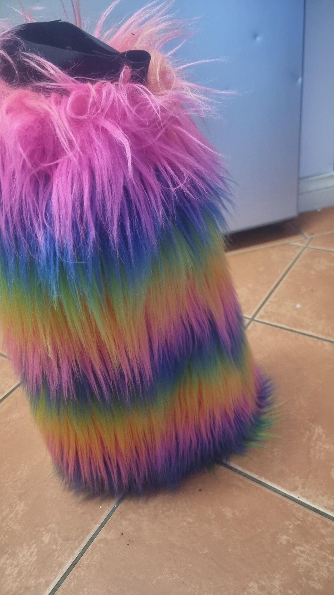 Rainbow Wild Fluffy Rave Legwarmers With Custom Paisley Lining - Etsy
