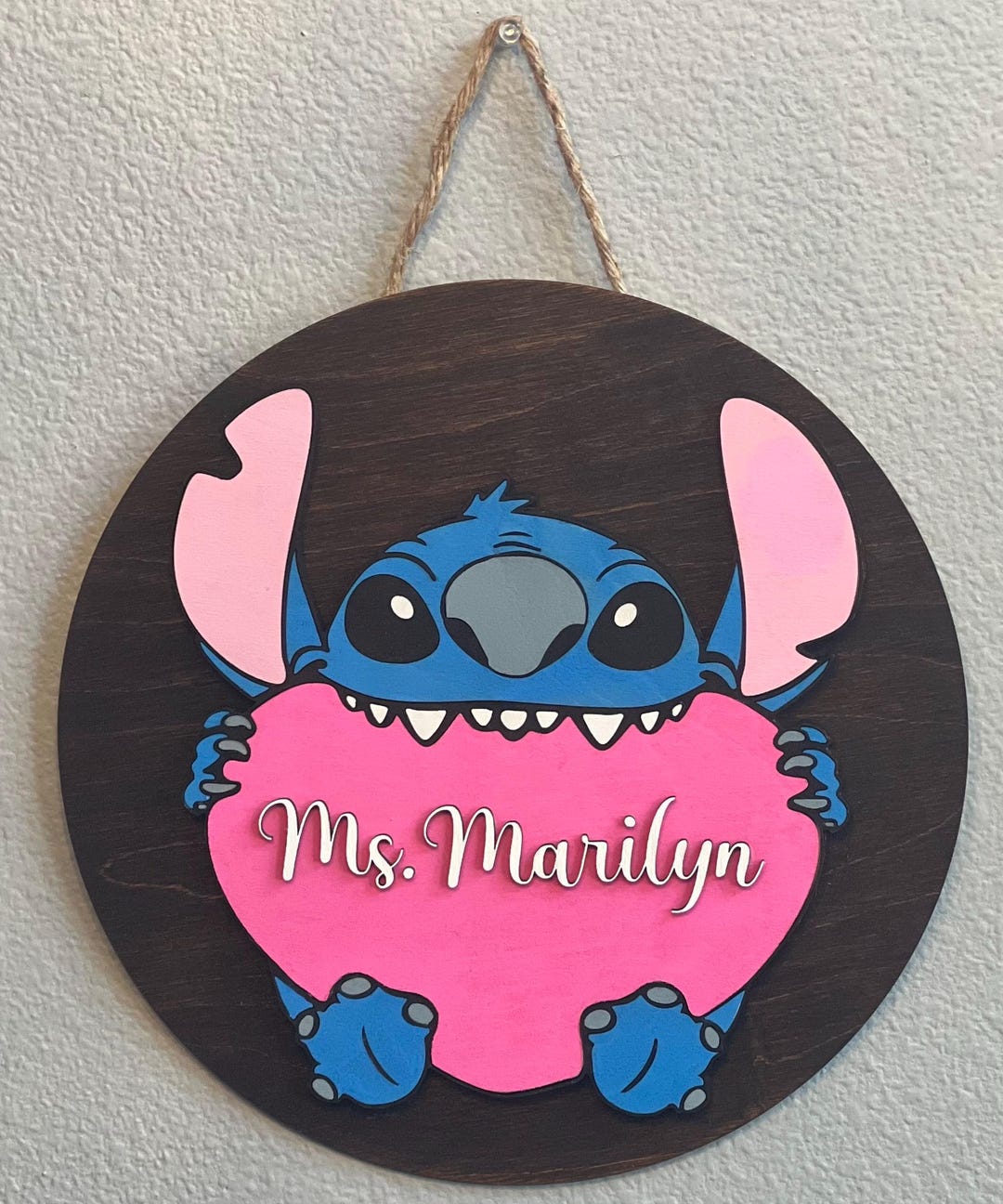 Stitch Personalized Wood Sign. Wall Hanger/ 3 D / Hand Painted Lilo ...