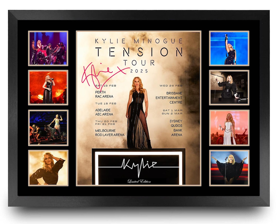 Kylie Minogue Tension Tour 2025 Signed Framed Memorabilia - Etsy Australia