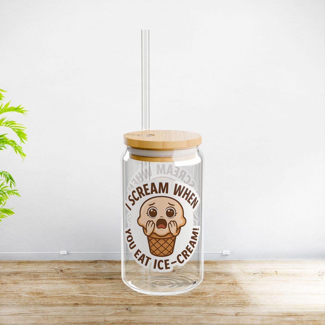 Funny Ice Cream Pun Sipper Glass - Cute 16oz Tumbler Cup for Ice Cream ...