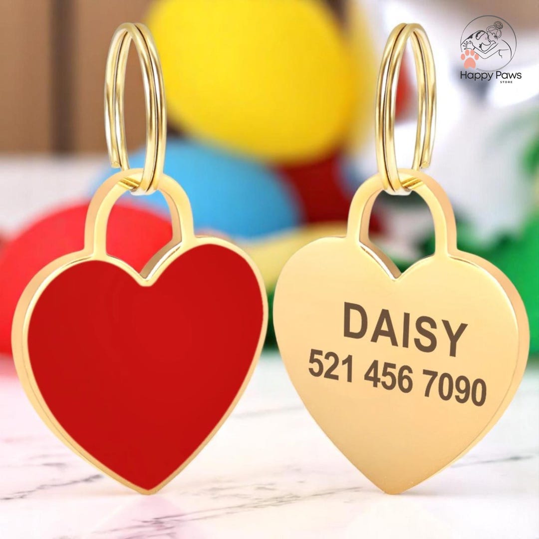 Personalized Heart Dog Tag – Engraved Pet ID, Anti-lost Charm - Etsy