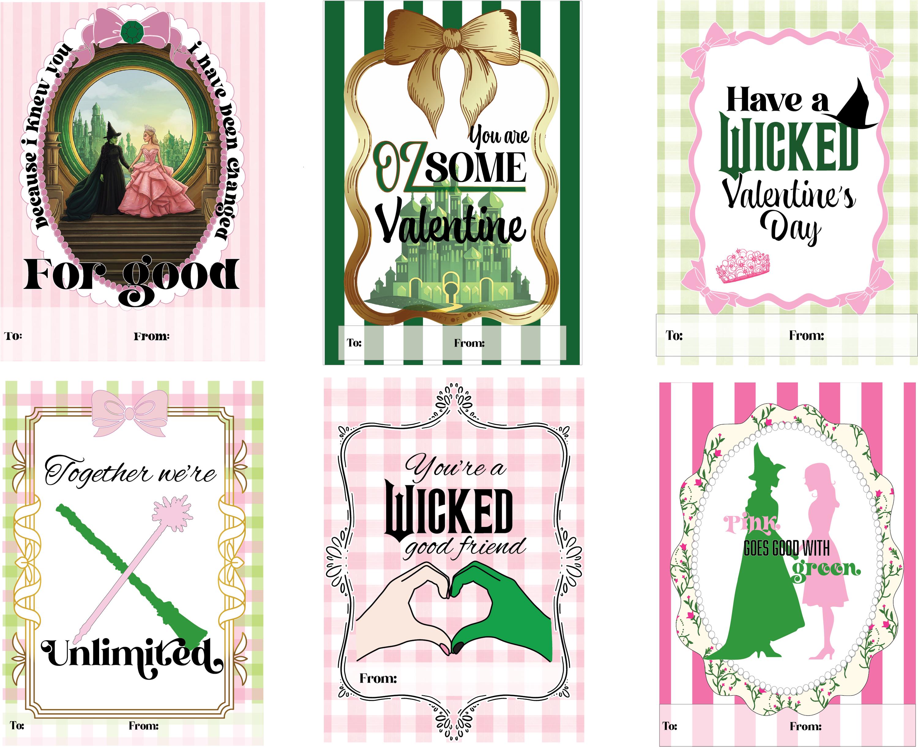 Wicked Inspired Valentine Card Bundle Printable | Broadway Musical ...