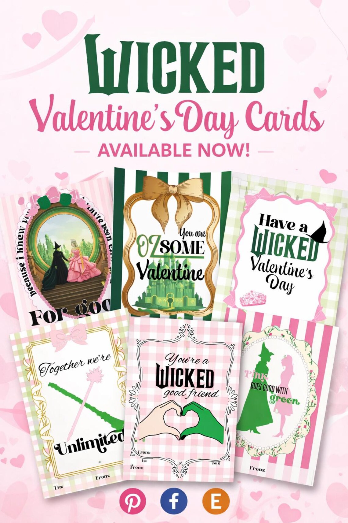Wicked Inspired Valentine Card Bundle Printable | Broadway Musical ...