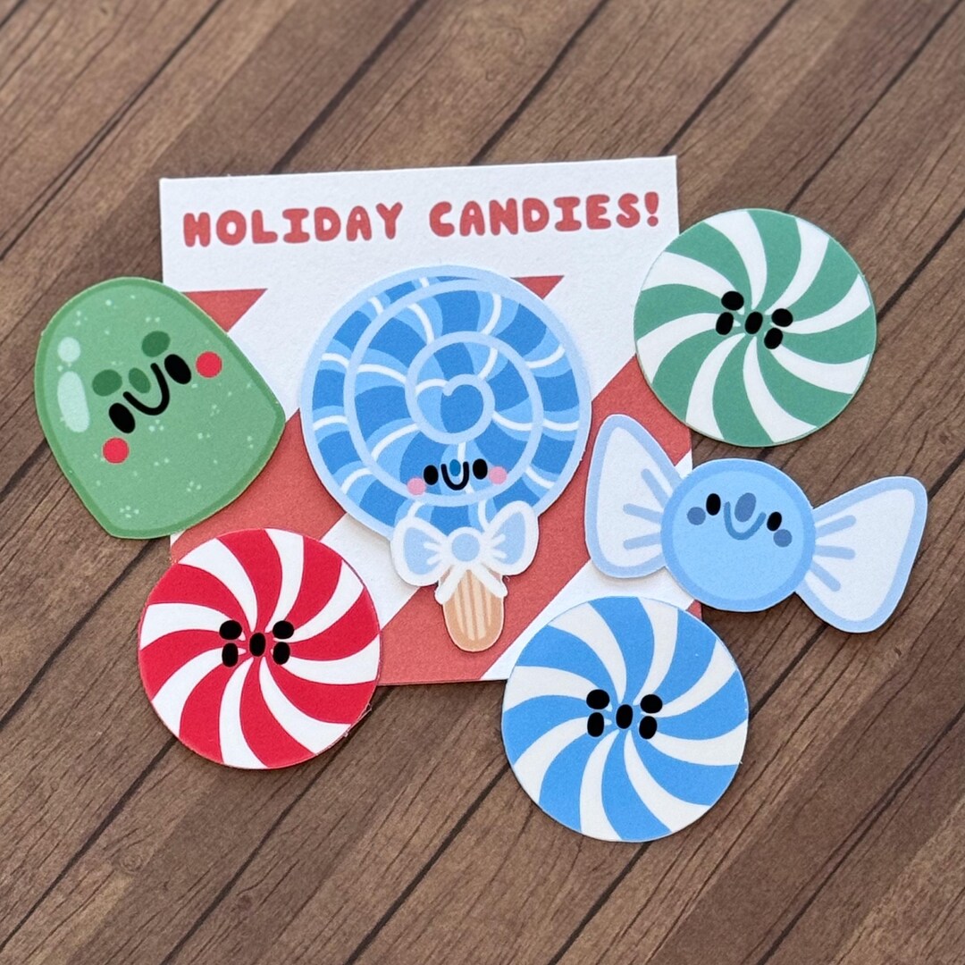 Holiday Candies Sticker Pack Six Durable Sticker Set, Great for ...