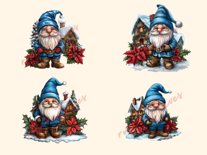 Christmas Gnome Bundle Clipart, Christmas Clipart PNG, Cute Christmas ...