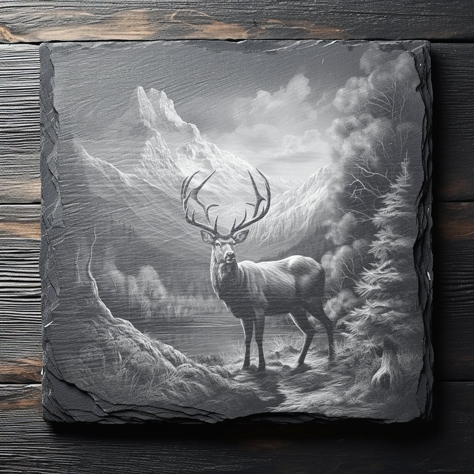 Deer Buck Laser Engraved File PNG Buck Laser File Buck Slate File Buck ...