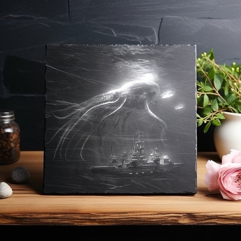 Giant Squid Laser Engrave File PNG Squid Laser File Squid Slate File ...