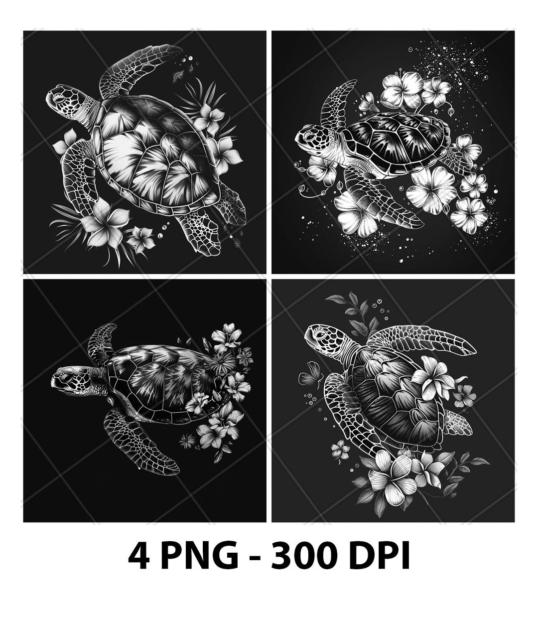 Floral Sea Turtle Laser Engrave File PNG Turtle Laser File Turtle Slate ...