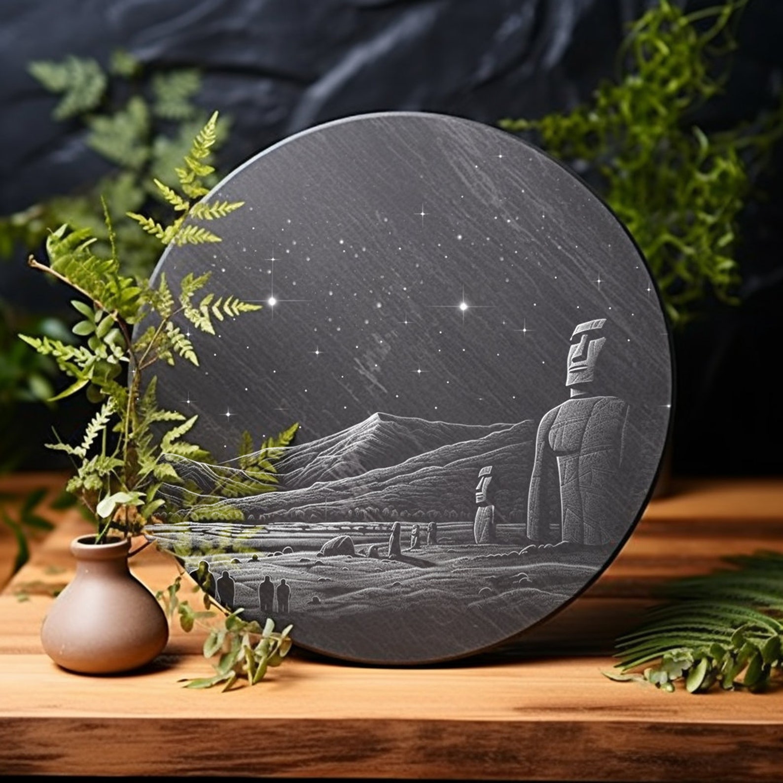 Easter Island Moai Statue PNG Laser Engrave File Slate Illusion CNC ...