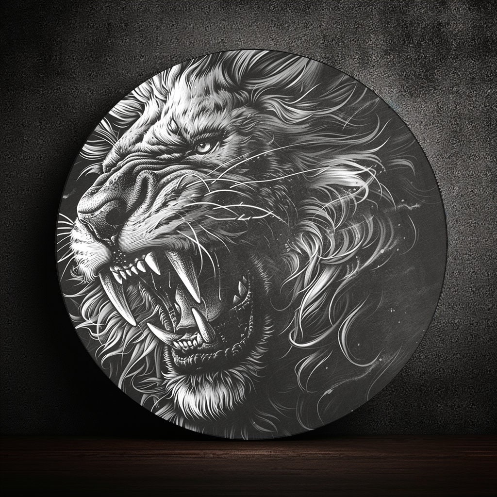 Angry Lion Laser Engrave File PNG Lion Laser File Lion Slate File Lion ...