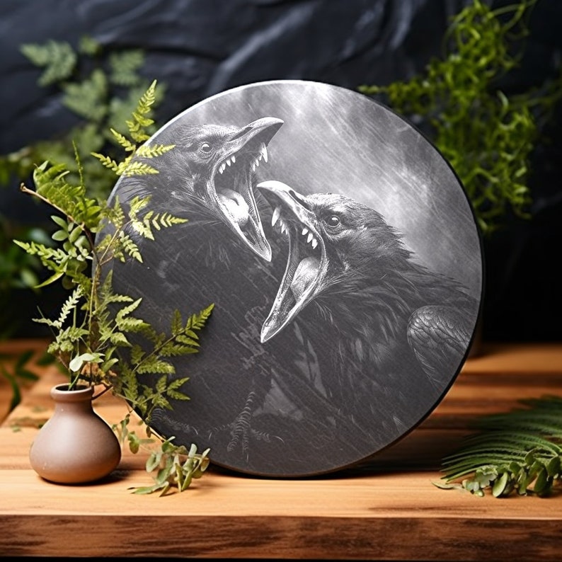 Crow Raven Laser Engrave File PNG Raven Laser File Raven Slate File ...